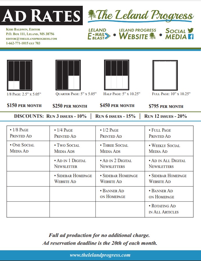 Ad Rates – The Leland Progress