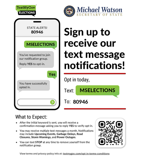 Secretary Michael Watson Launches New Elections Resource “TextMyGov ...